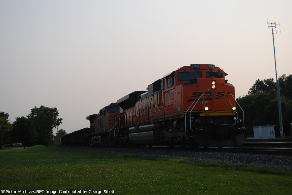 BNSF 8769 heads east in the fading light.